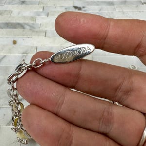 Rossi Moda Silver Tone Enamel Shoe Charm Bracelet 8 Charms 7 1/4 ...