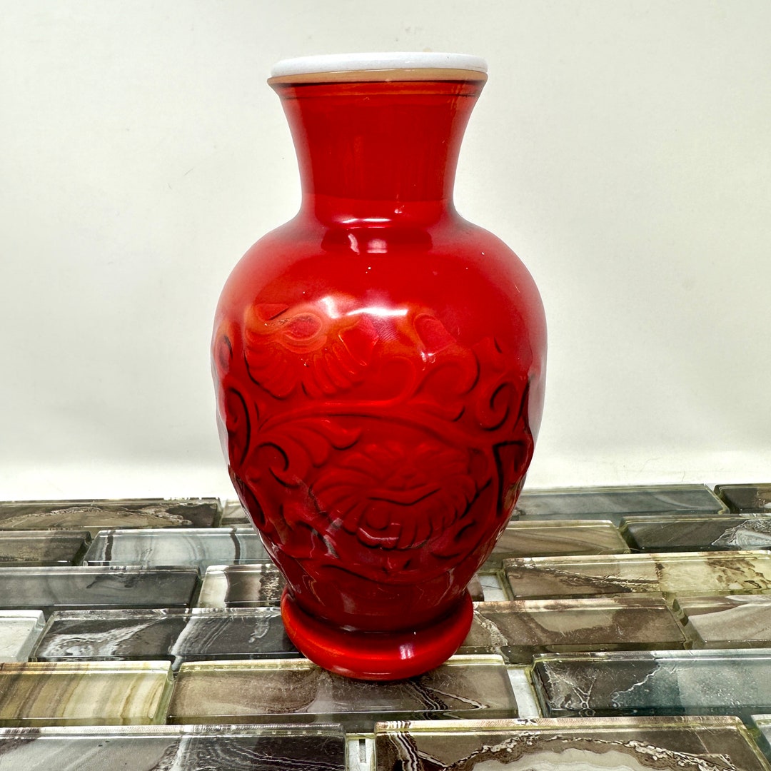 Avon Red Spring Bouquet Floral Vase 6 3/4", Vintage Scented Vase ...