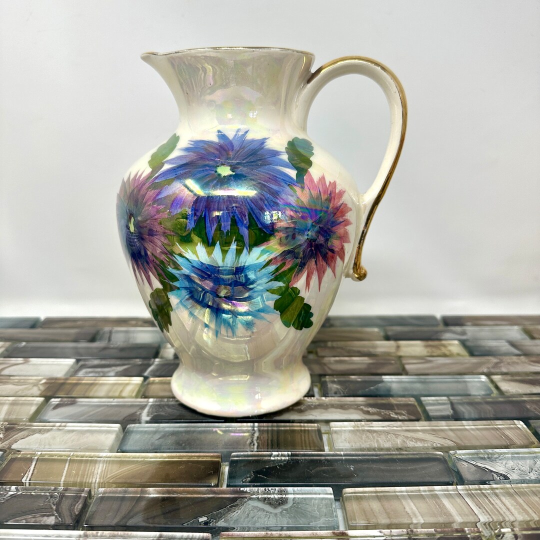 Fryer & Sons Old Court Ware Lusterware Floral Pitcher 7