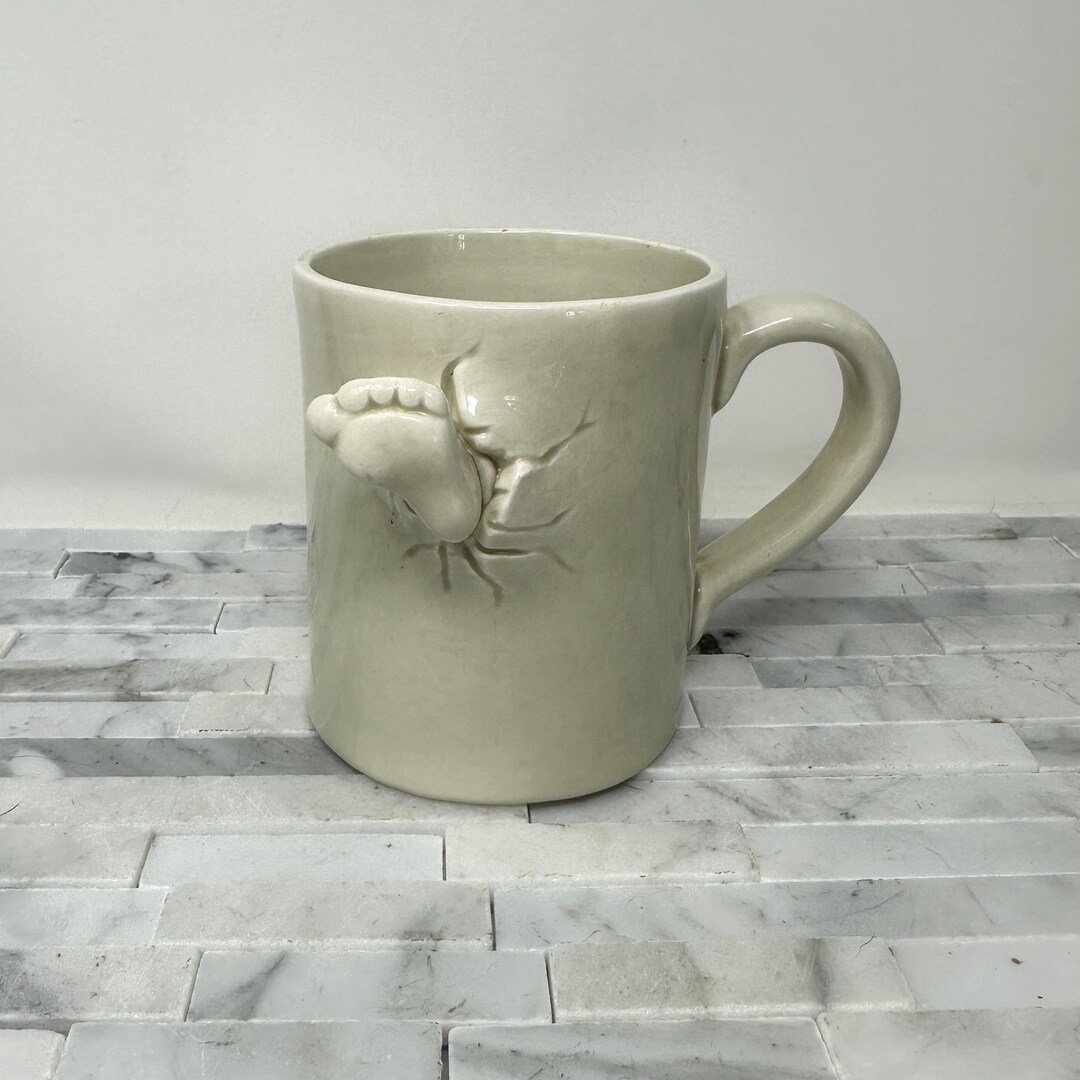 Fitz & Floyd Kicky Mug, Vintage White Ceramic Foot Feet Mug, Funny ...