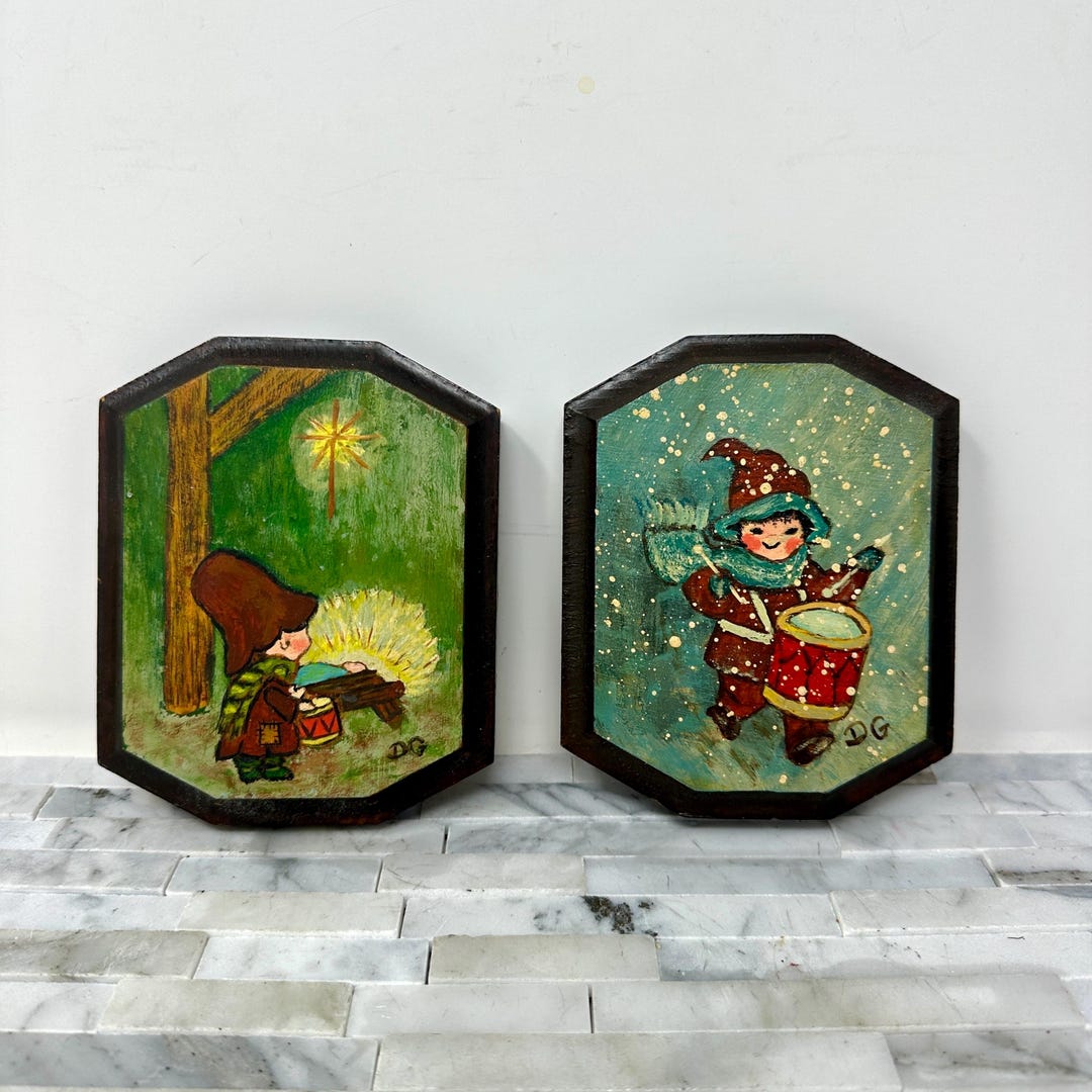 Winter Scenic Small Wood Plaques Wall Hanging Pair 5x4, Vintage 1970s ...