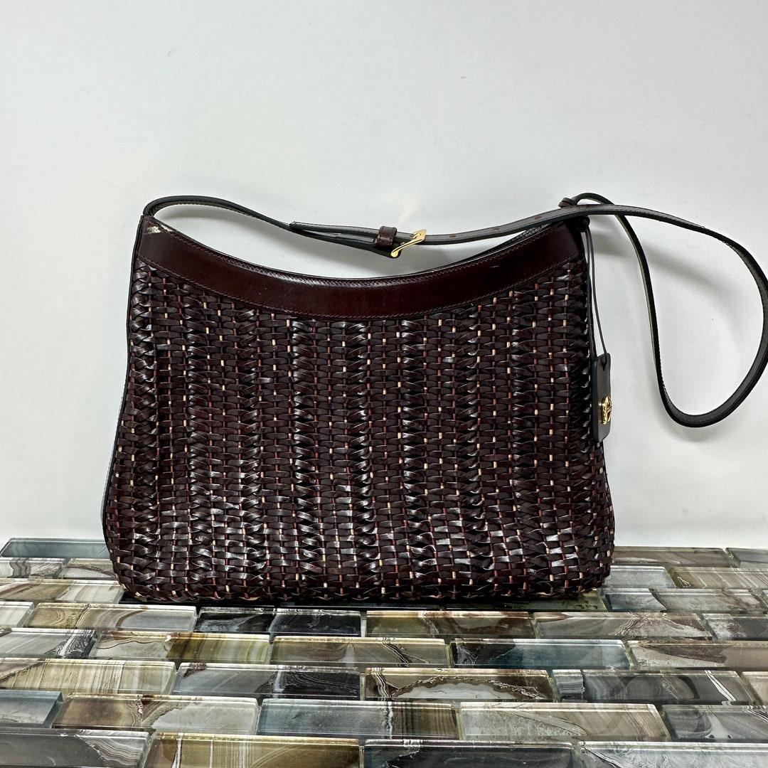Etienne Aigner Woven Leather Shoulder Bag Vintage Dark Brown - Etsy