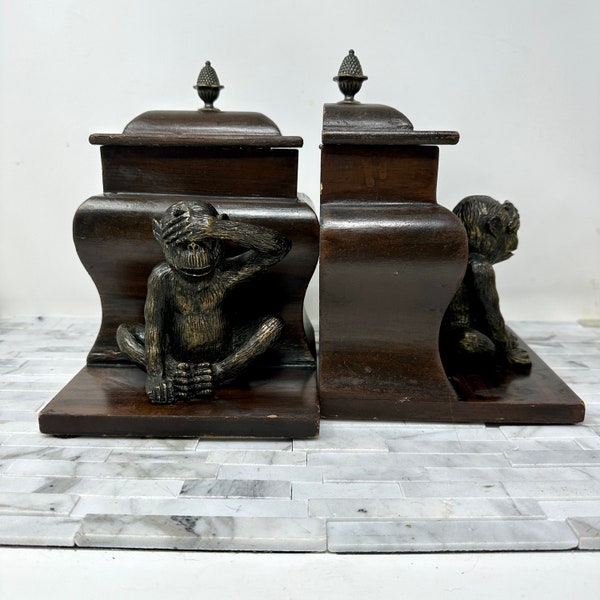 Monkey Bookends - Etsy