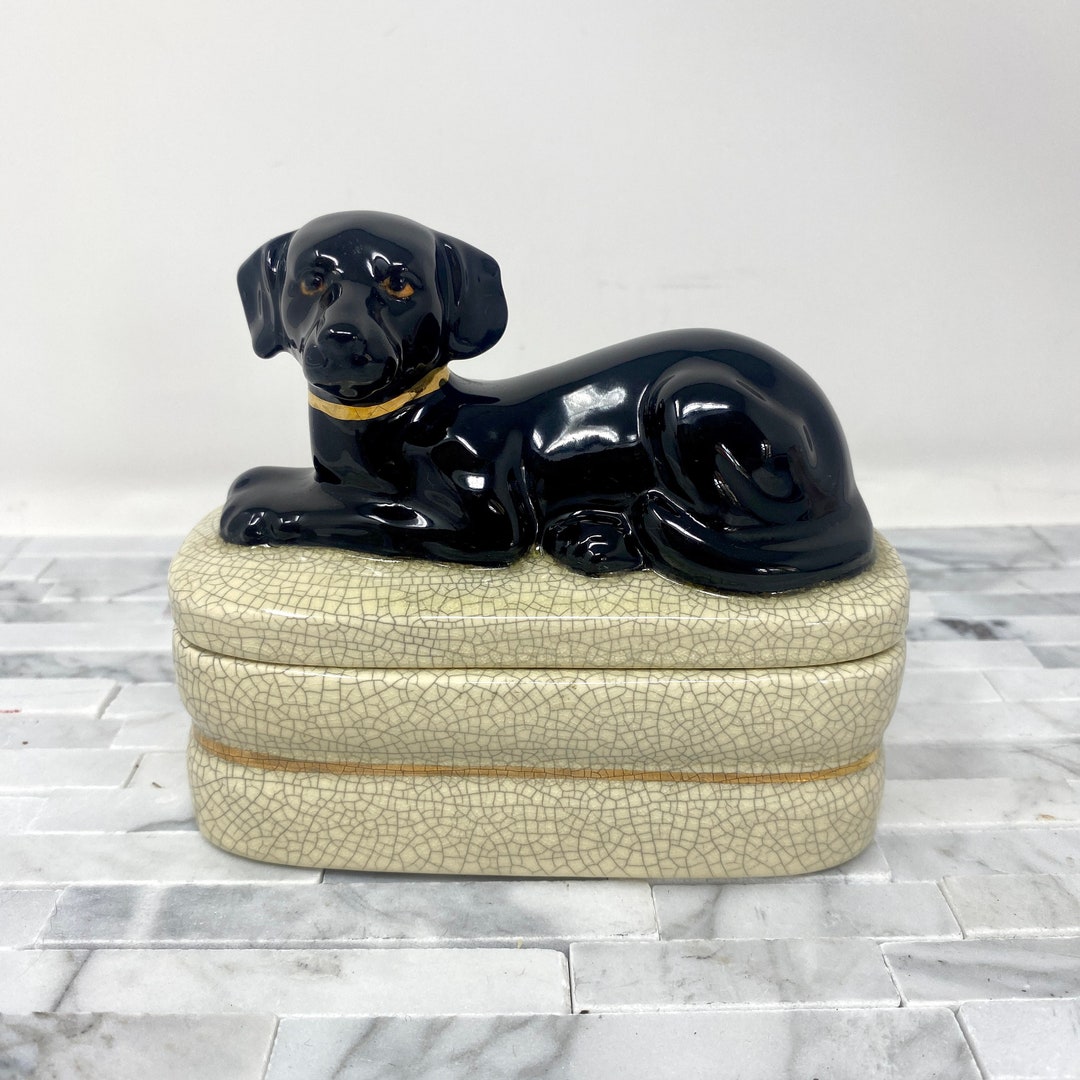 Takahashi Black Labrador Lidded Trinket Box Vintage San - Etsy