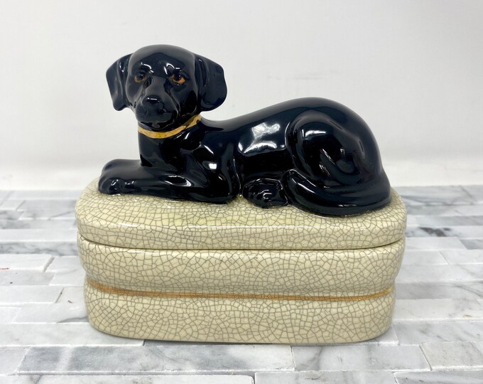 Takahashi Black Labrador Lidded Trinket Box, Vintage San Francisco ...