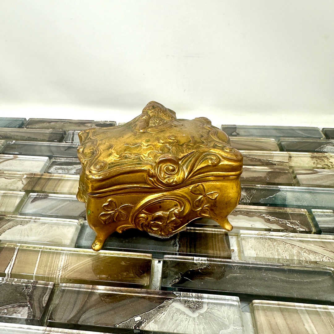 B&W Brainard Wilson Gold Brass Jewelry Casket Box 175, Vintage 1900s ...
