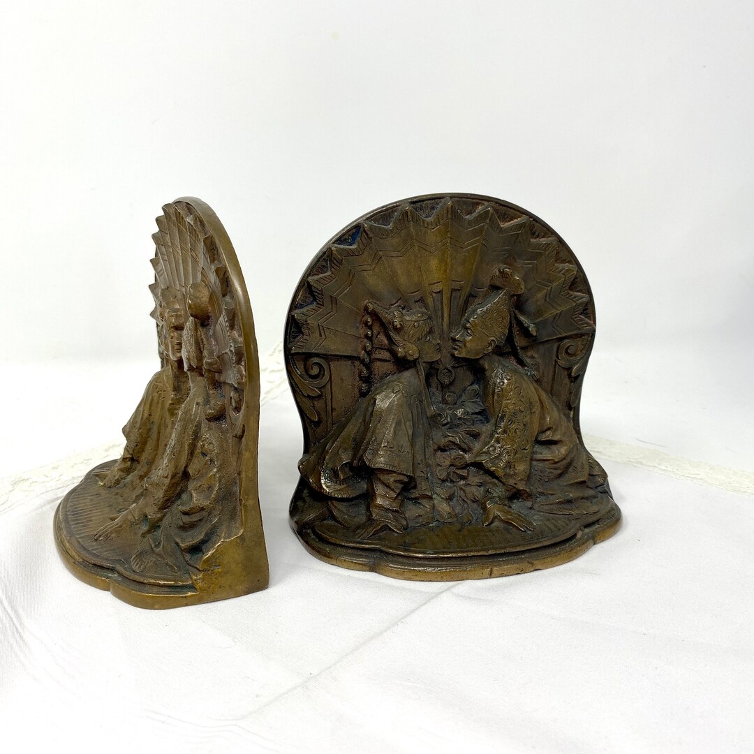 Bronze Siam Art Deco Bookends, Vintage 1920s 1930s Siam Asian Lovers ...