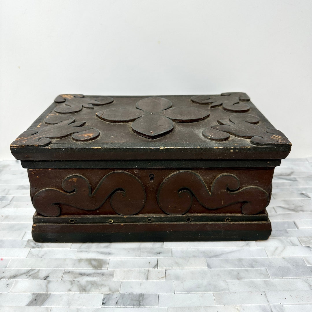 Antique Wood Thread Spool Box, Vintage 6 Thread Spooler With Storage ...