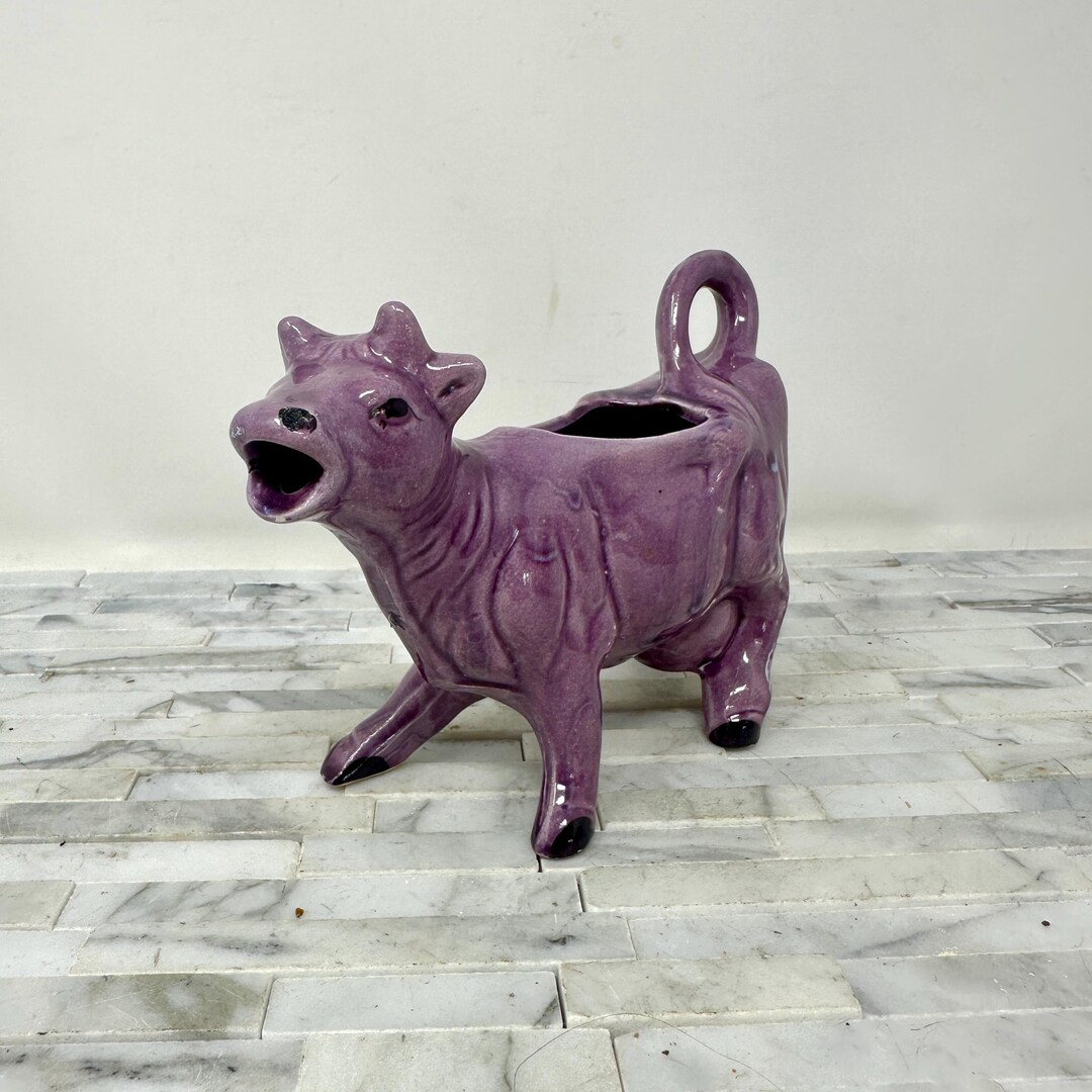 Purple Ceramic Cow Milk Creamer, Vintage Farm Animal Lavender Kitchen ...