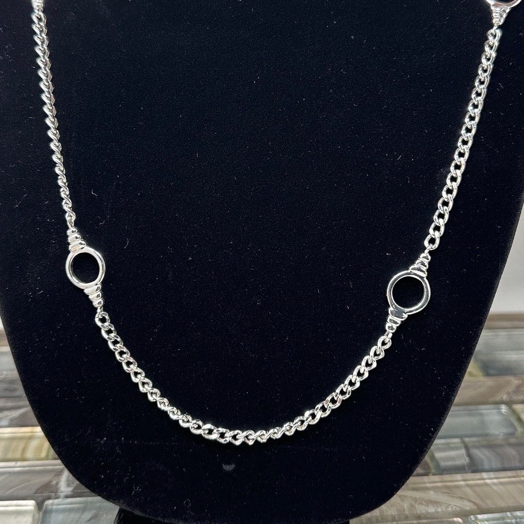 Monet Silver Tone Necklace Open Ring Accents 32", Vintage Silver ...