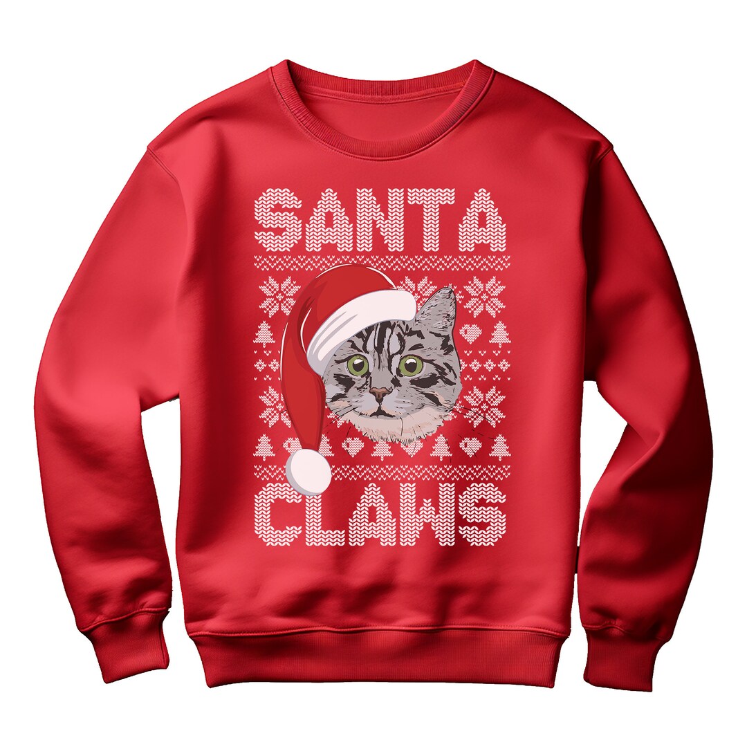 Santa Claws Cat Christmas Sweatshirt: Funny Unisex Holiday Jumper - Etsy