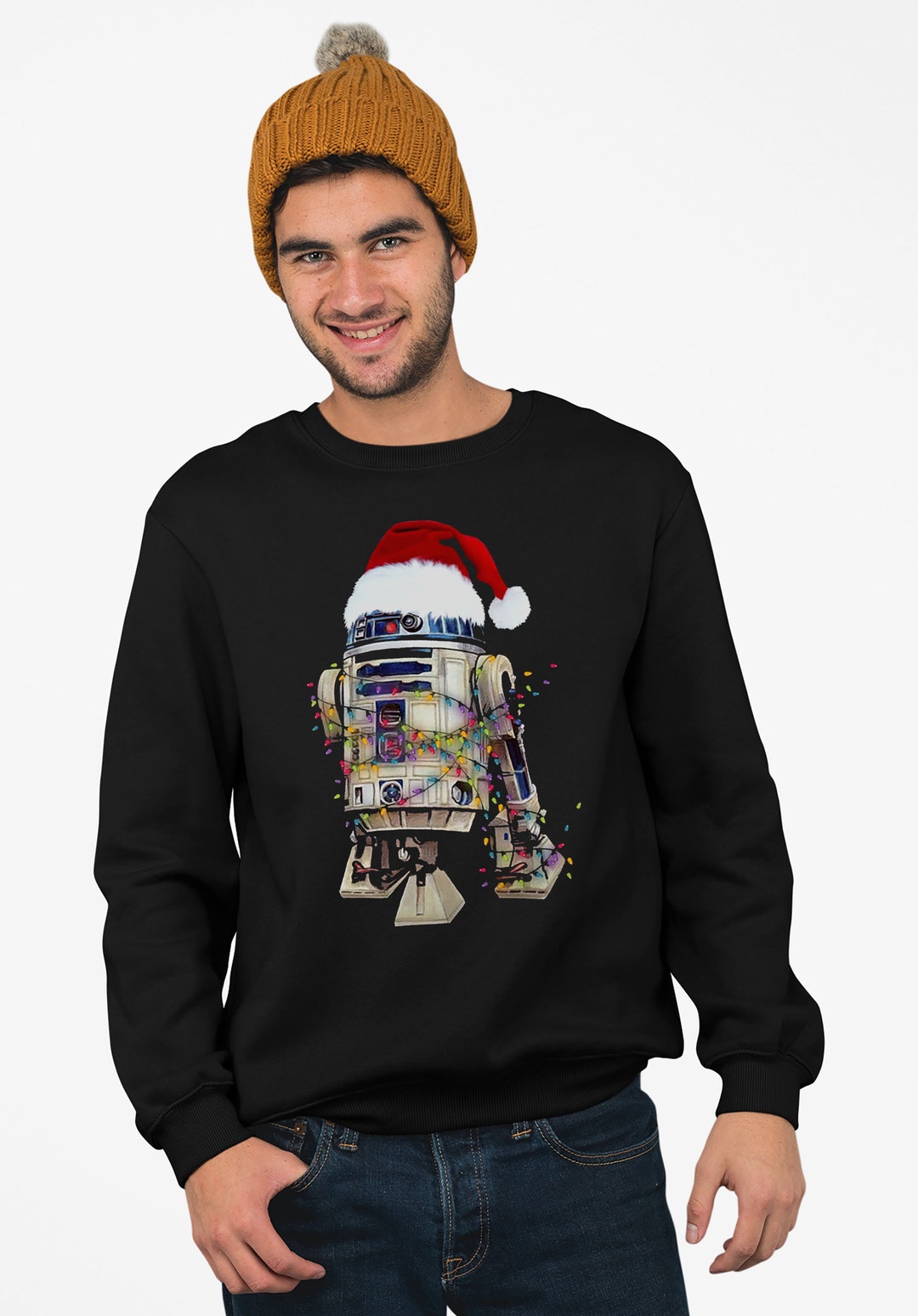 Star Wars Sweat Shirt R2D2 Christmas Hat and Fairy Lights Jumper Movie ...