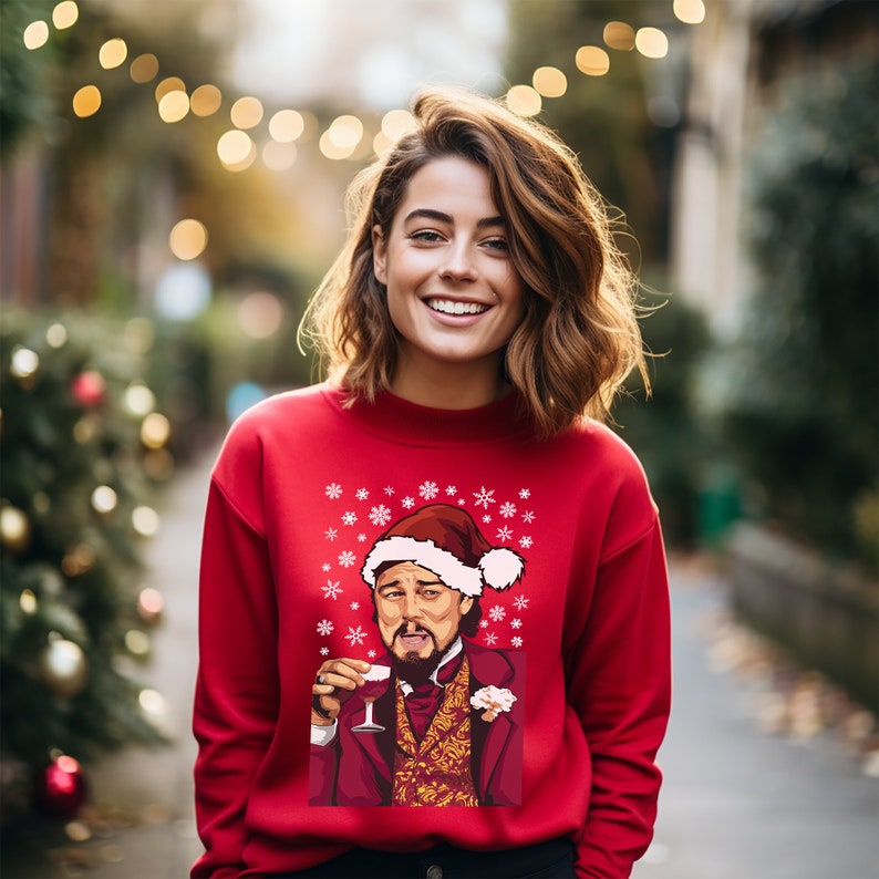 Leonardo Dicaprio Meme Christmas Sweatshirt: Funny Holiday Jumper - Etsy