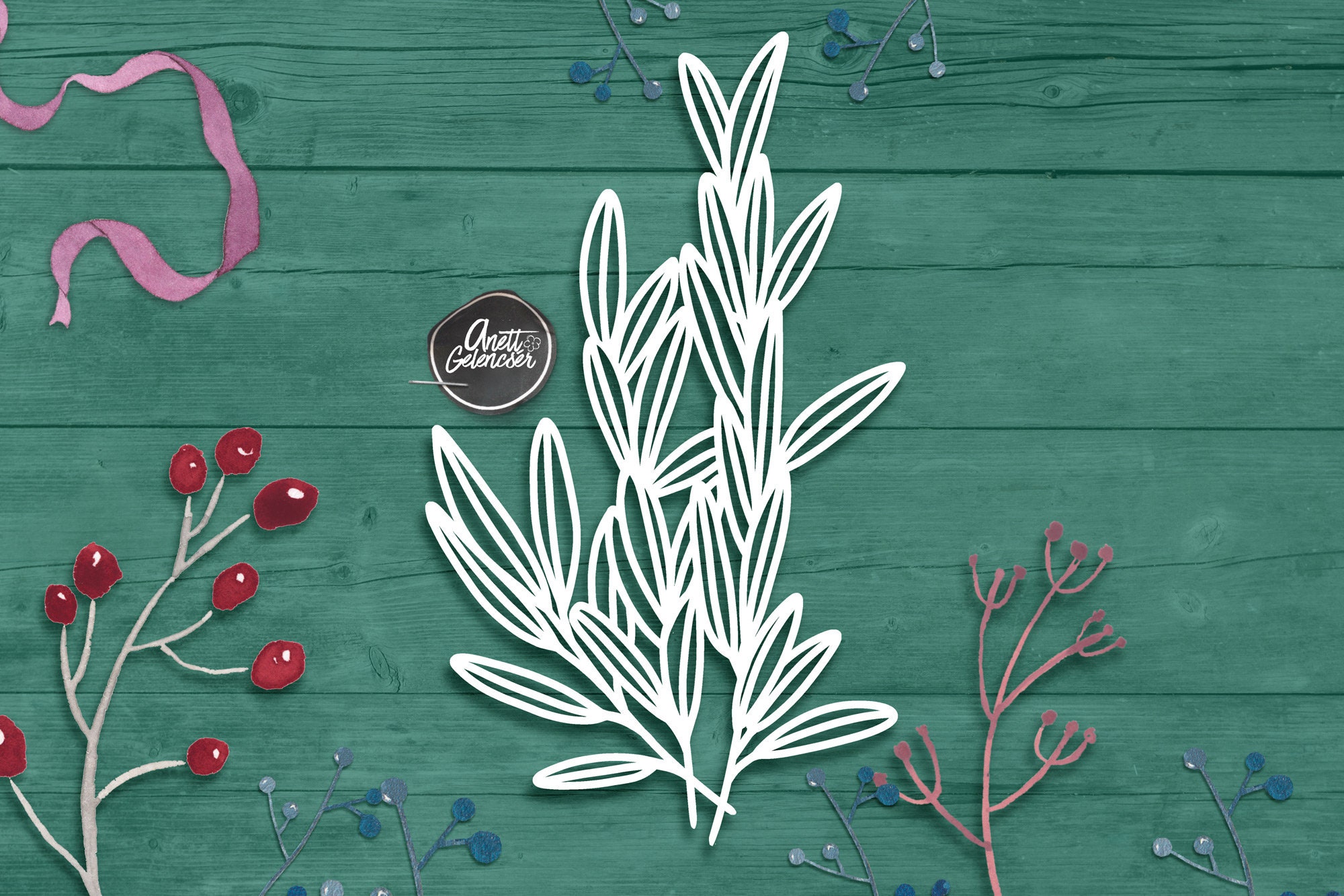 Greenery cut file 121 SVG Paper PNG PDF Dxf Silhouette | Etsy