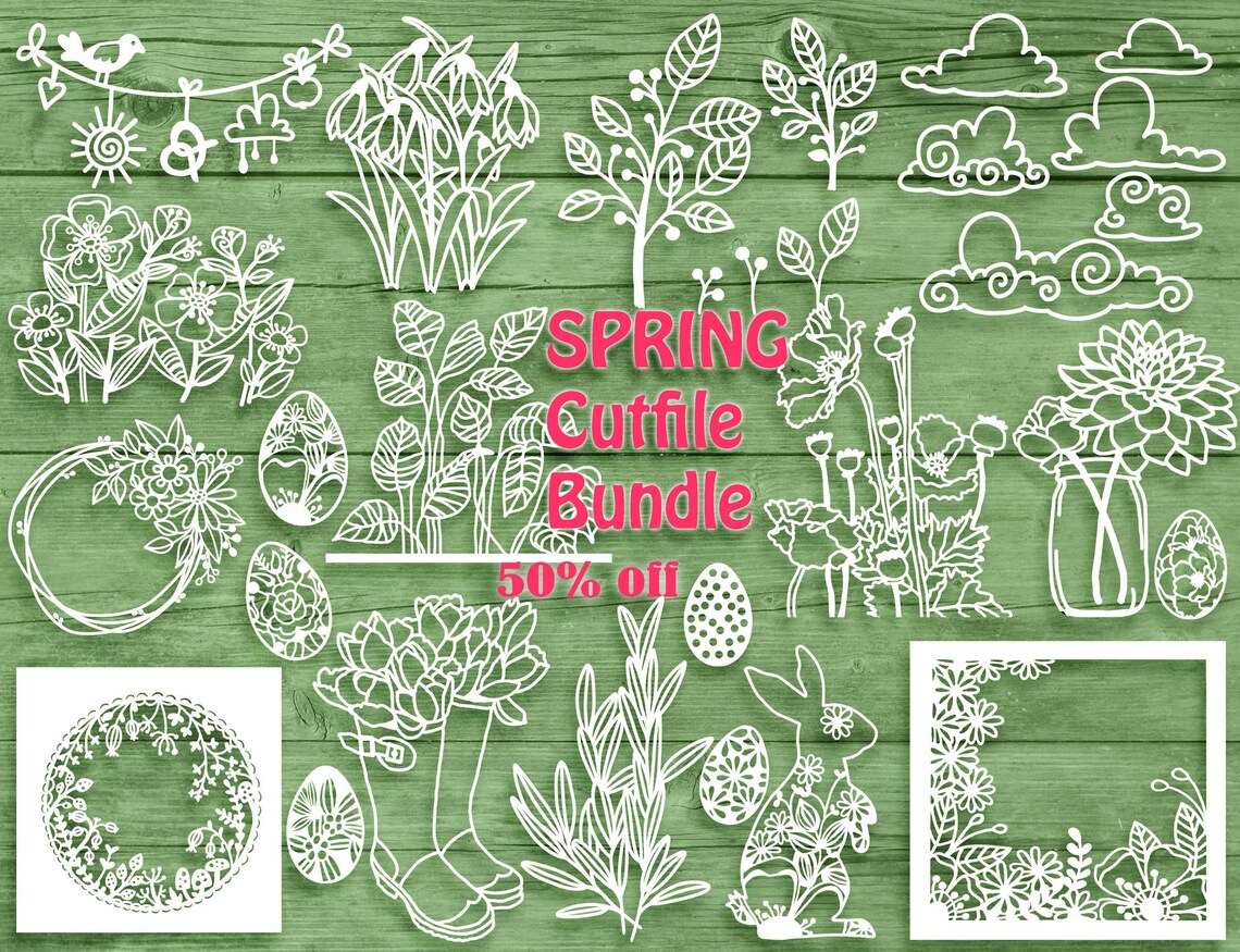 Spring Theme Cut File Bundle 15 Pieces 50% Off SVG PNG | Etsy
