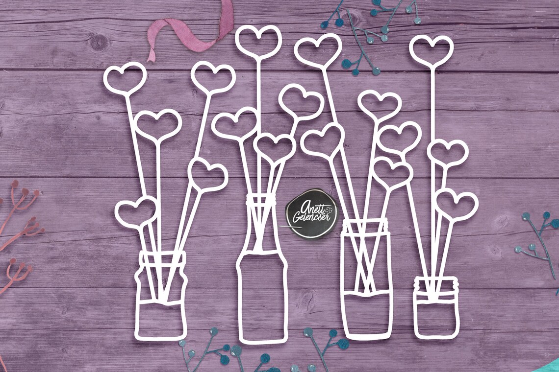 Love Jars 117 Cut File SVG Paper PNG PDF Dxf Silhouette | Etsy
