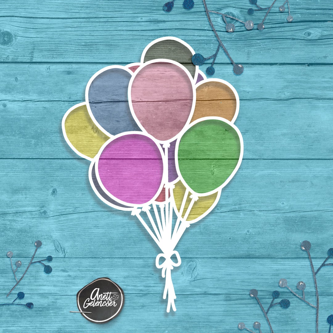159 Birthday Balloons Cut File SVG, PNG PDF Dxf, Silhouette Cameo ...