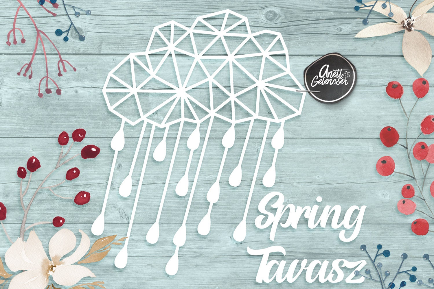 Spring rain background cut file Digital Scrapbook Paper | Etsy