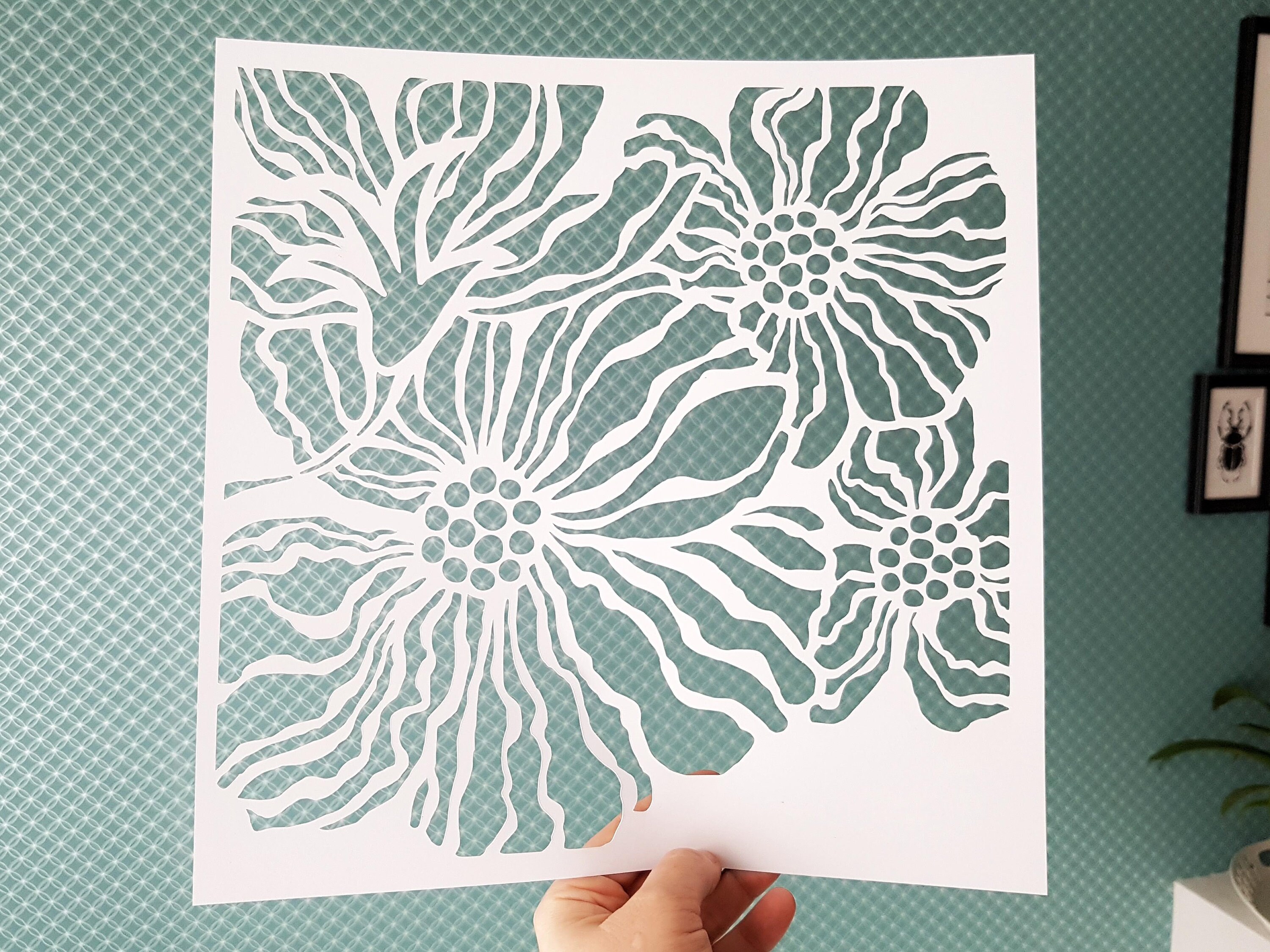Big Flowers Stencil Background Cut File 42 Digital | Etsy