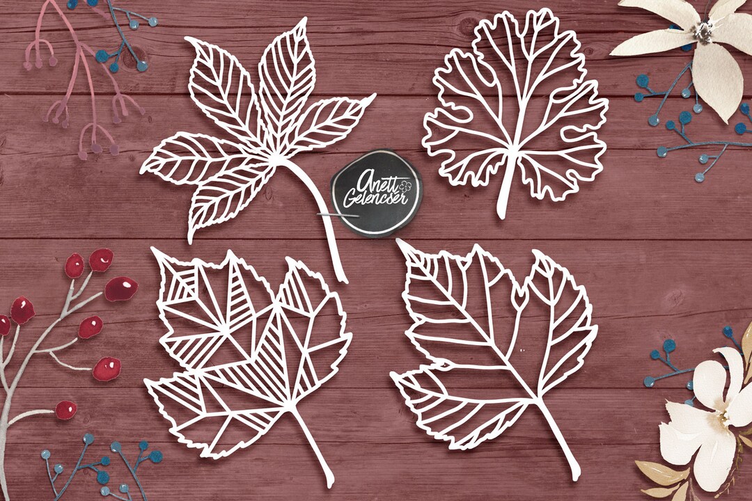 Fall Leaves 93cut File SVG, Paper, PNG PDF Dxf Silhouette, Scrapbooking ...
