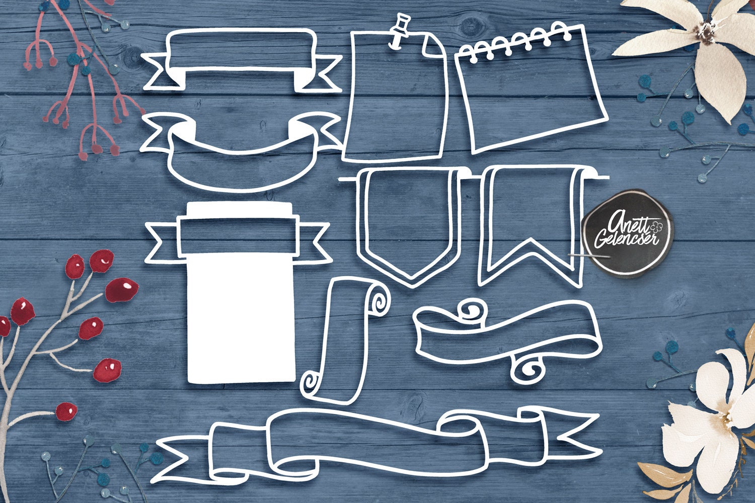 Banners Tags Cut File 92 SVG Paper PNG PDF Dxf | Etsy