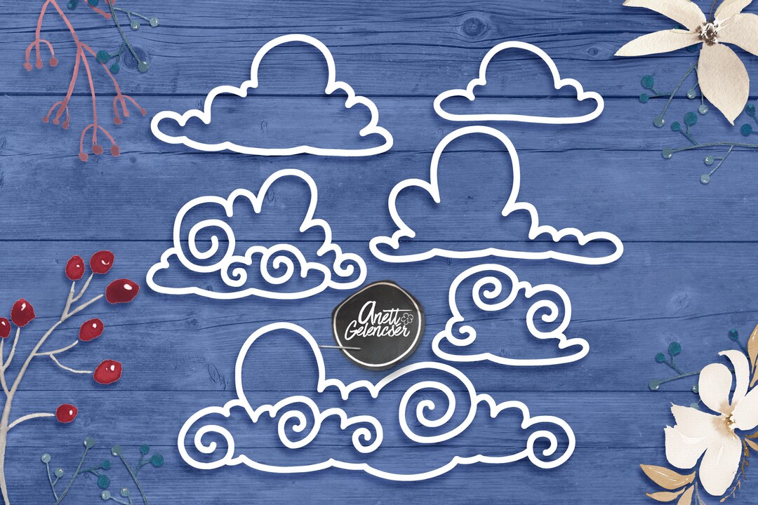 Clouds Cut File 86SVG, Paper, PNG PDF Dxf Silhouette, Scrapbooking ...