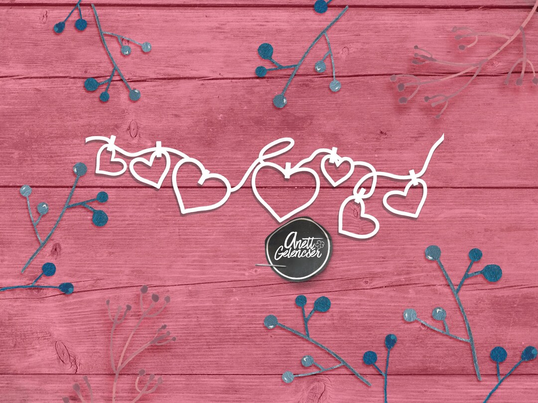 220 Hearts on Strings Cut File SVG, PNG PDF Dxf, Silhouette Cameo ...