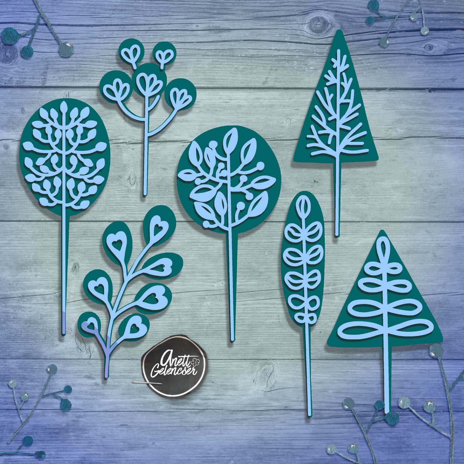 Layering Trees Cut File 175 SVG PNG PDF Dxf Silhouette | Etsy