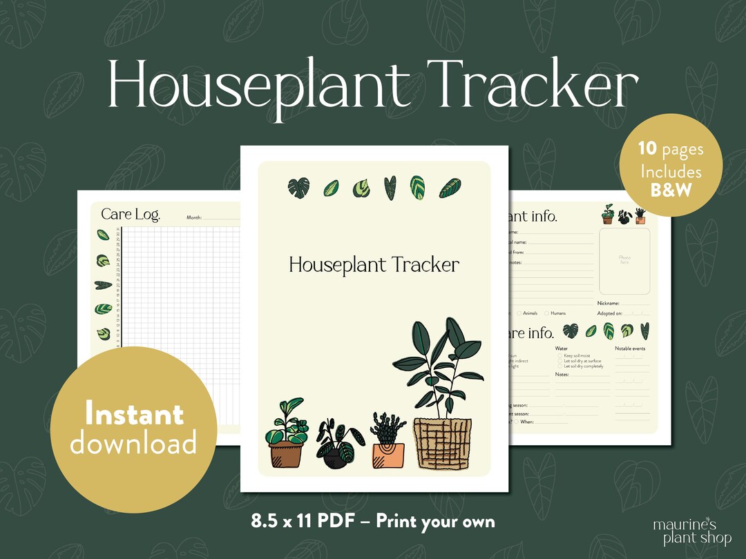 Houseplant Tracker Printable | Digital Download PDF | Plant Care ...