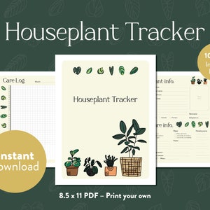 Houseplant Tracker Printable | Digital Download PDF | Plant Care ...