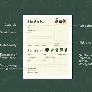 Houseplant Tracker Printable | Digital Download PDF | Plant Care ...