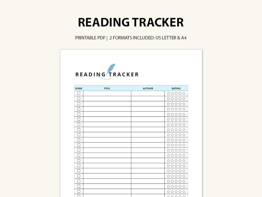 Reading Tracker | Printable PDF | Reading Log | Book Tracker | Book ...