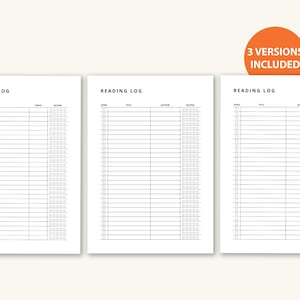 Printable Reading Log With Rating - Book Tracker (PDF Download) - Etsy