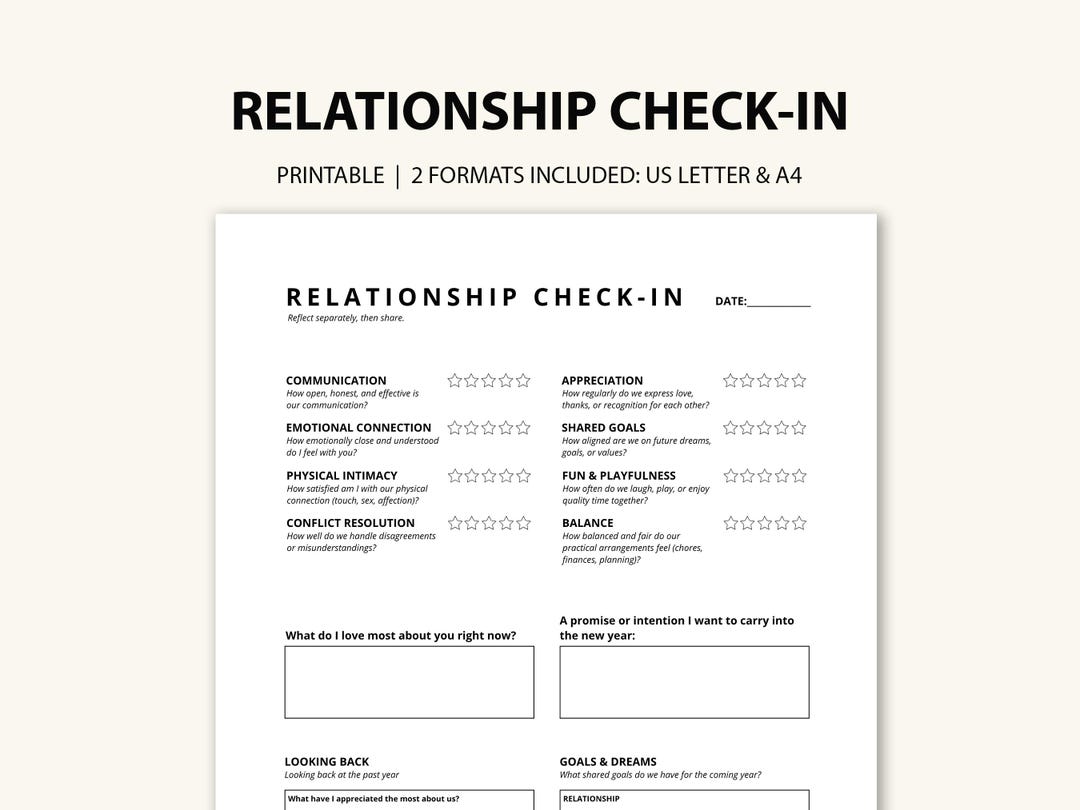Couples Relationship Check-in Printable: Assessment & Growth Journal ...