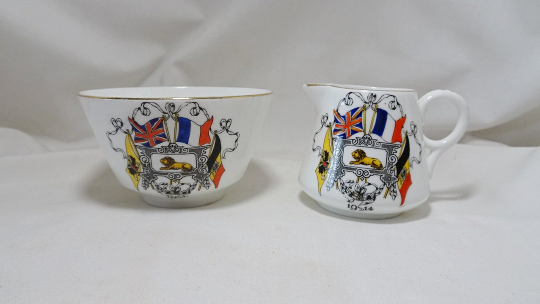 Antique 1914 Crested Ware Cream and Sugar. Adderley's - Etsy