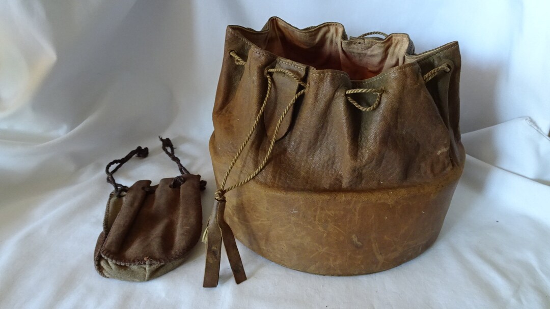 Vintage Collar Box Bag With Draw String and Leather Pouch - Etsy