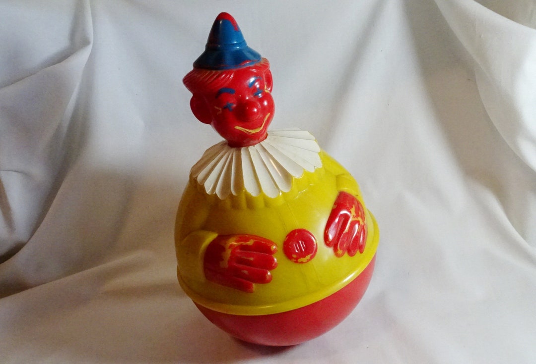 Vintage Roly Poly Clown Rattle / Knickerbocker Plastic Co - Etsy