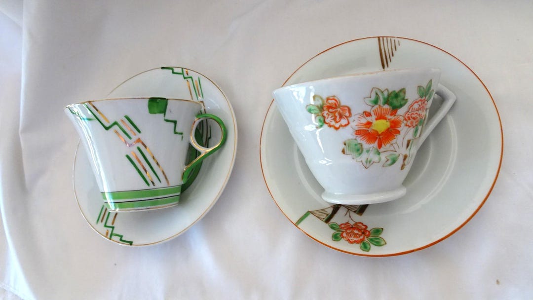 Art Deco Cups and Saucers, Made in Japan - Etsy