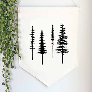Tree Silhouettes-canvas Banner-fabric Wall Hanging-wall Banner-single ...