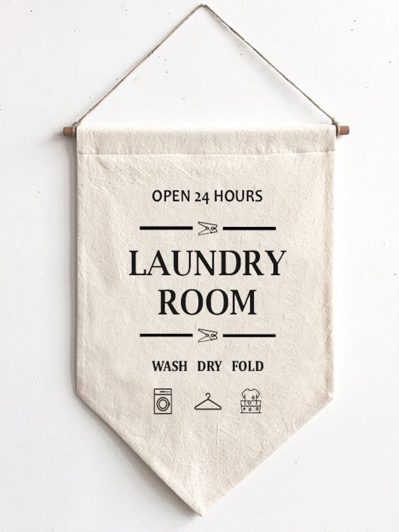 Laundry Room Wall Banner 24 Hours Open Wash Dry Fold - Etsy