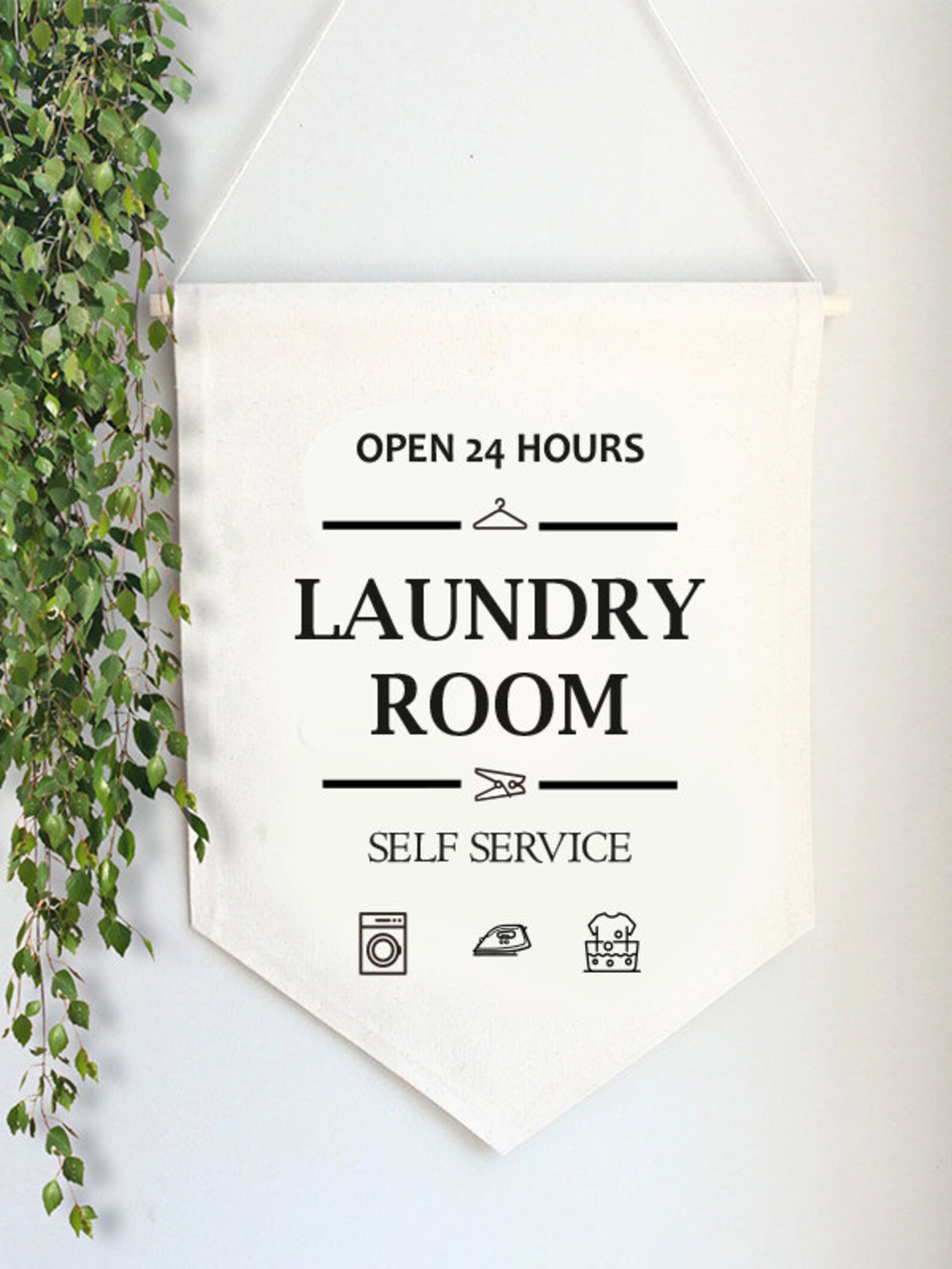 Self Laundry Room Wall Banner 24 Hours Open Wall Banner - Etsy