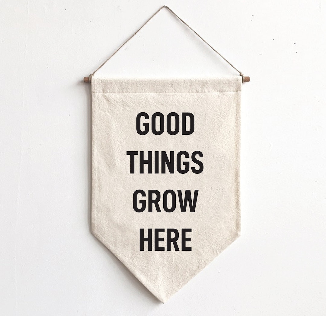 Good Things Grow Here Canvas Wall Sign - Garden Wall Sign - Nursery ...