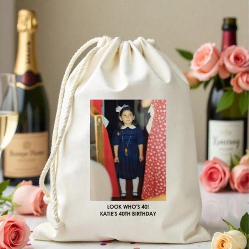 Custom Birthday Favor Bags With Image - 20th 30th 40th 50th 60th 70th ...