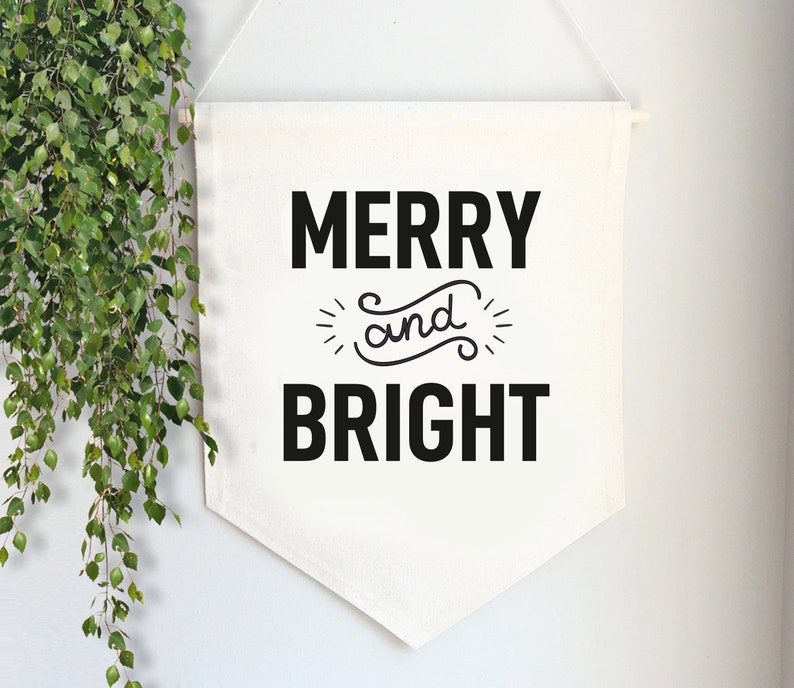 Merry and Bright Christmas Wall Banner,gallery Wall Sign,kids Bedroom ...