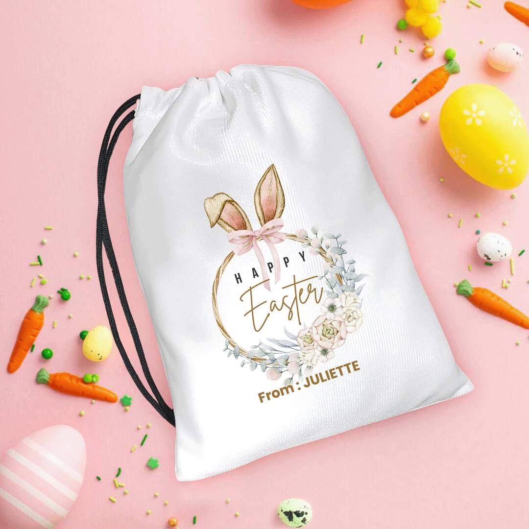 Personalized Easter Wishes Bag - Egg Hunt Home Party Treat Bags ...