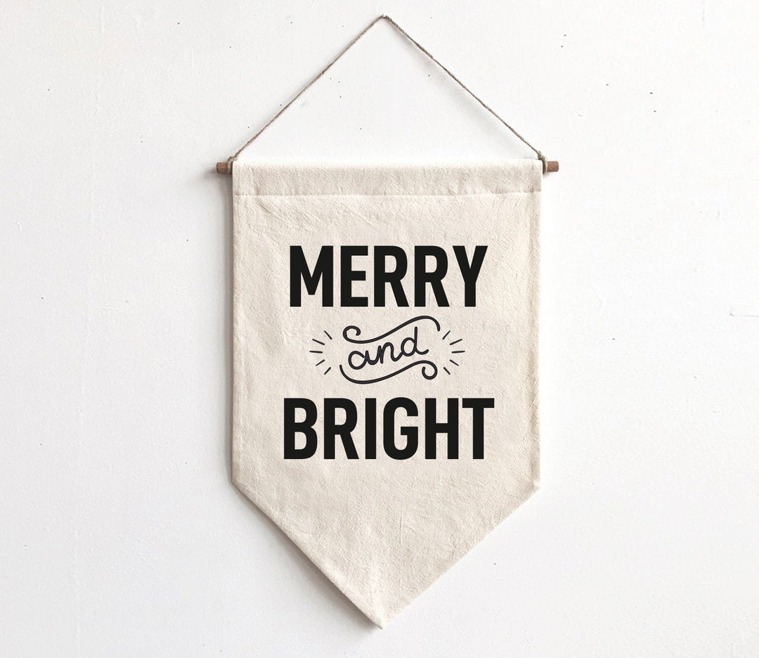 Merry and Bright Christmas Wall Banner,gallery Wall Sign,kids Bedroom ...