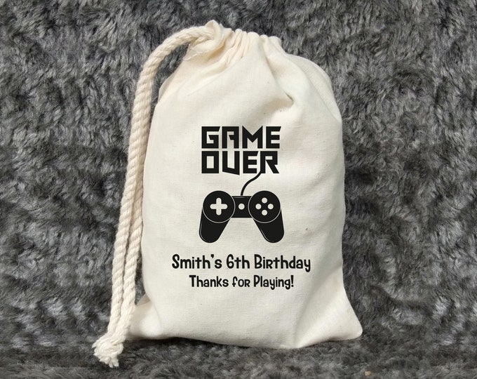 Game OVER BIRTHDAY Thank You Bags With Controller Video Game Thank You ...