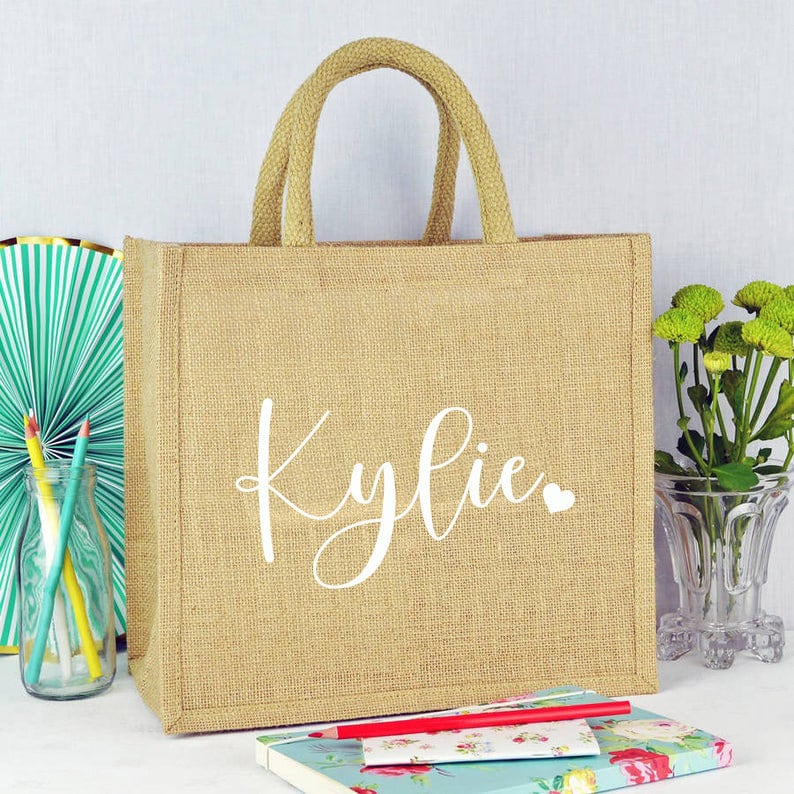 Custom personalized jute tote bag Beach wedding Jute Beach | Etsy