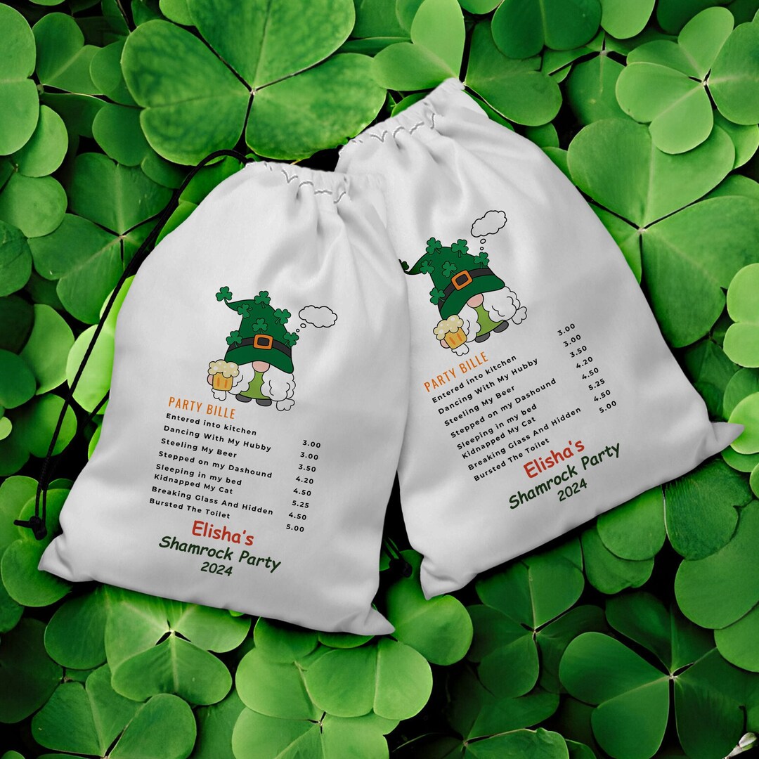Custom St. Patricks Day Party Table, Irish Hangover Kit Bags, Let's Get ...