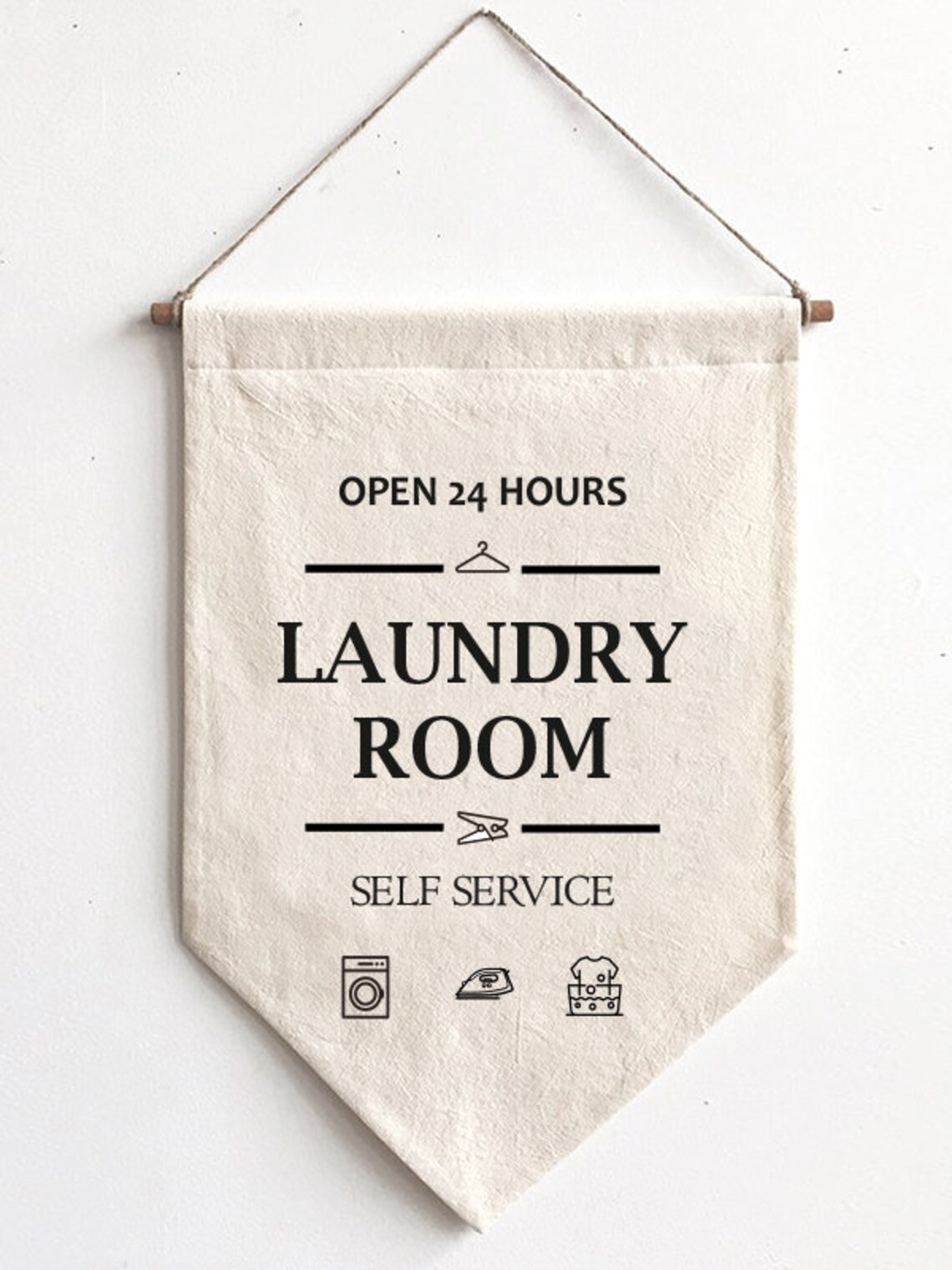 Self Laundry Room Wall Banner 24 Hours Open Wall Banner - Etsy